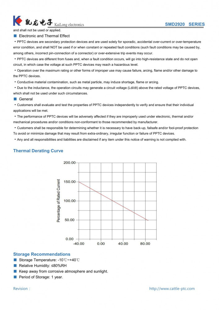 KAILONG PPTC datasheet page 4