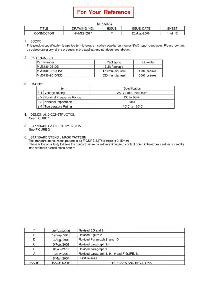 MM8430-2610RB3 specification page 1