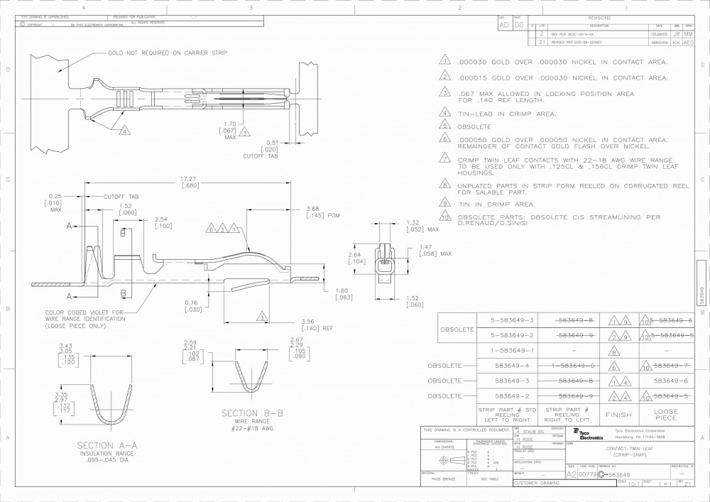 TE Connectivity 5-583649-2 technical document preview