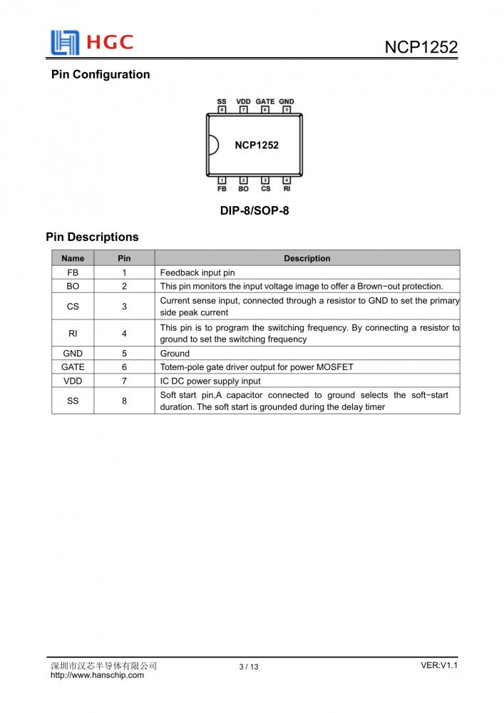 NCP1252DRG datasheet page 3