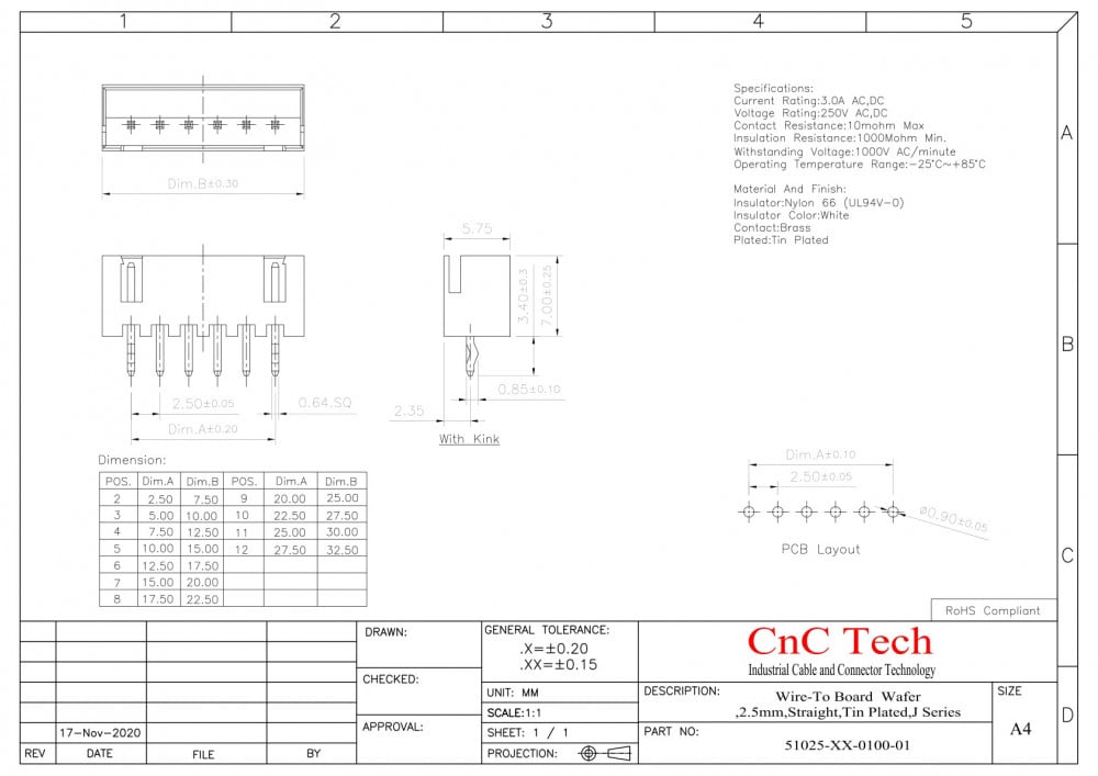 CNC Tech 51025 series product drawing