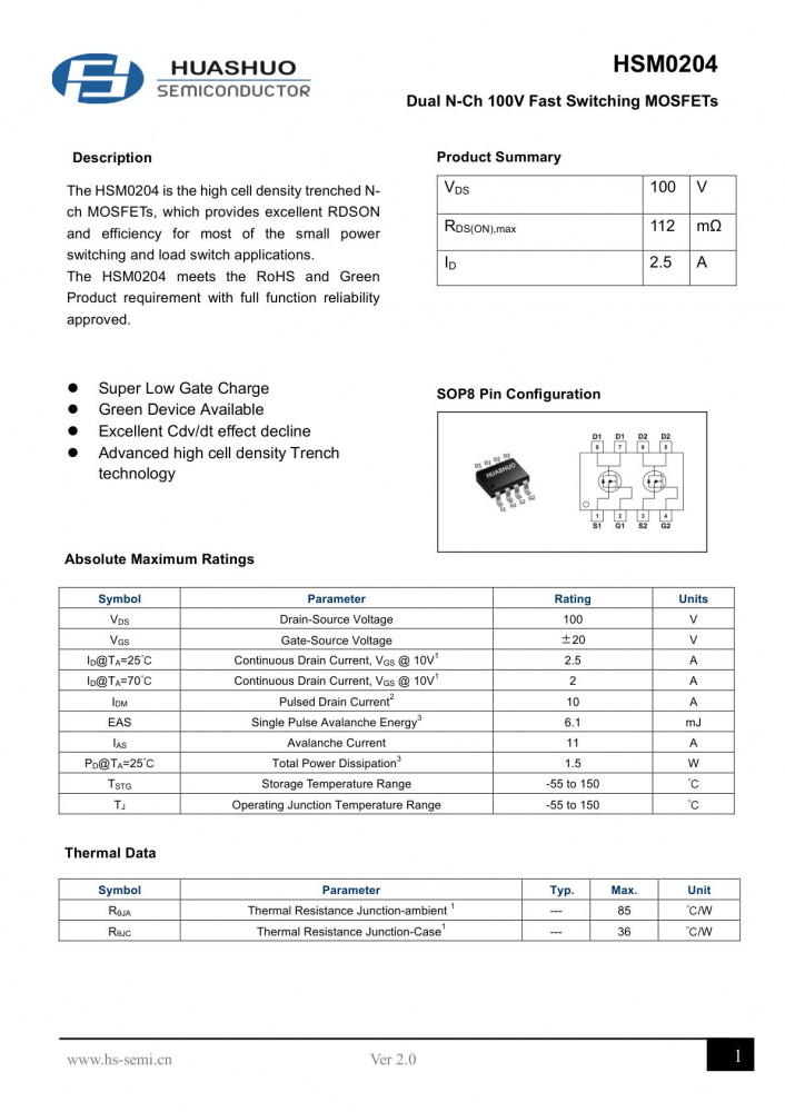 HSM0204 datasheet page 1
