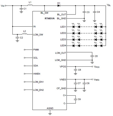 RT4801A - Dual Output LCD Bias for Smartphones and Tablets