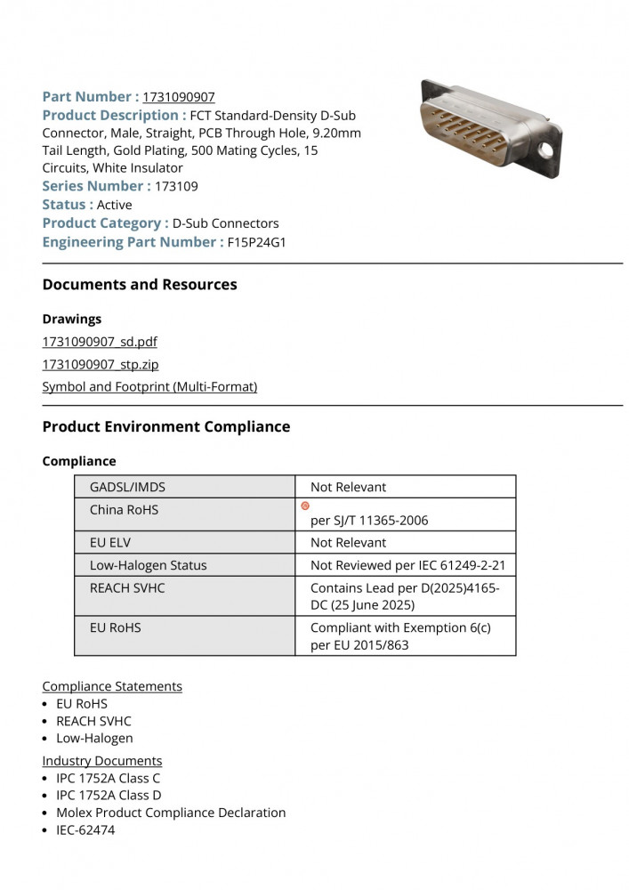 MOLEX 1731090907 technical drawing preview, page 1