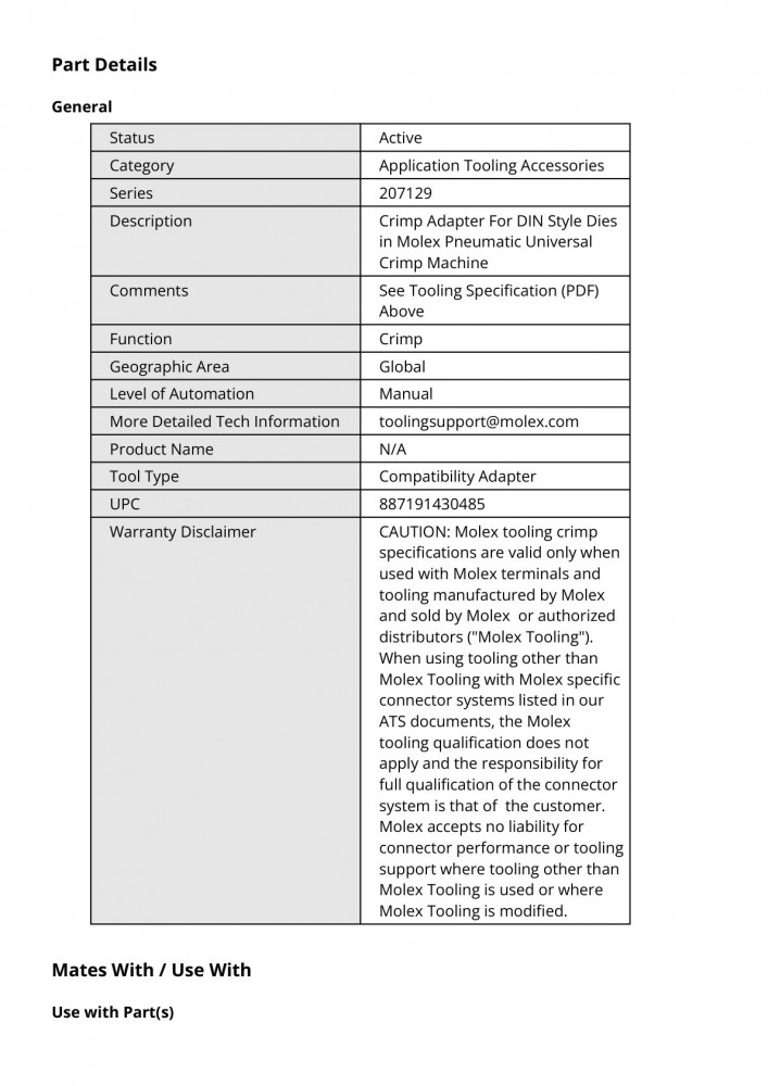 Tooling specification document image, page 2