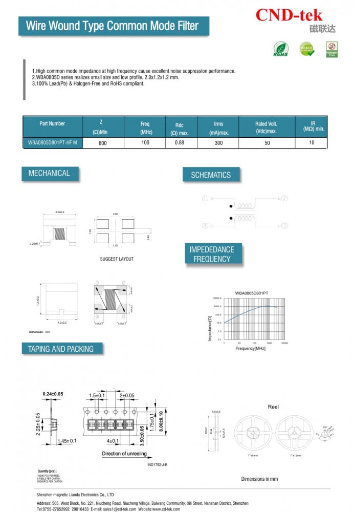 WBA0805D801PT-HF M datasheet page