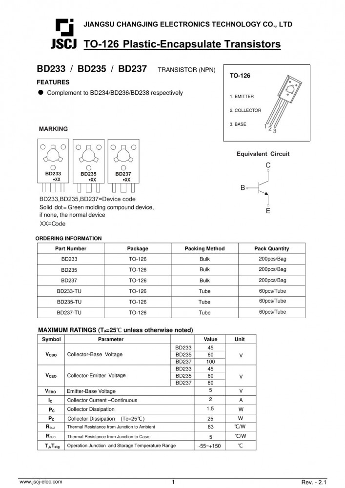 BD235 datasheet page 1