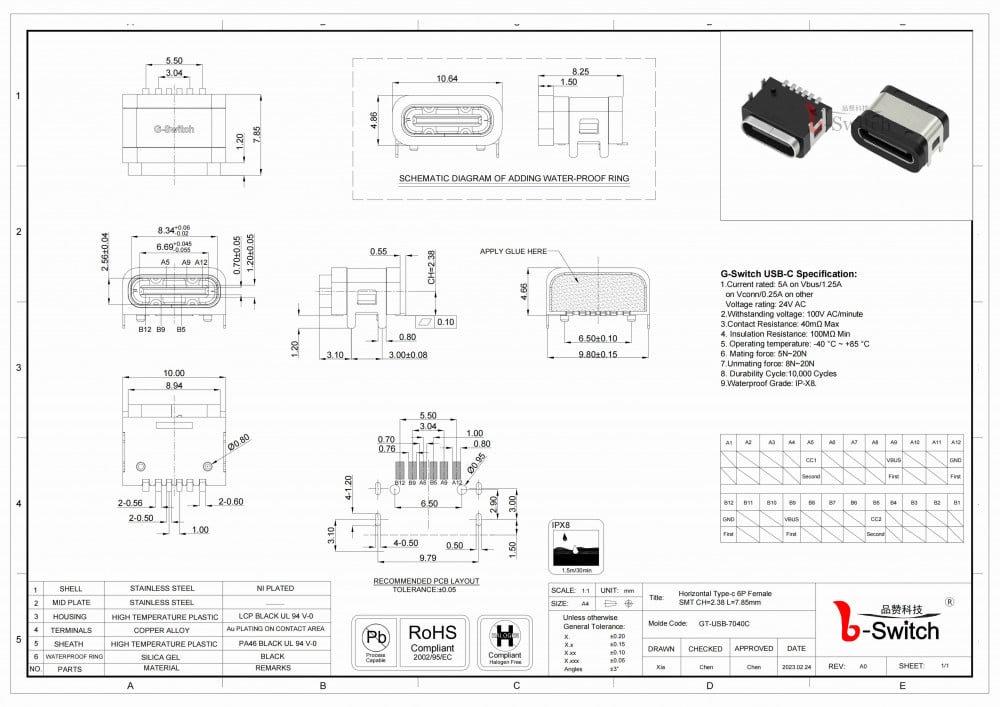 GT-USB-7040C technical document preview