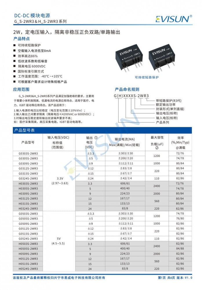EVISUN G0512S-2WR3 datasheet page 1