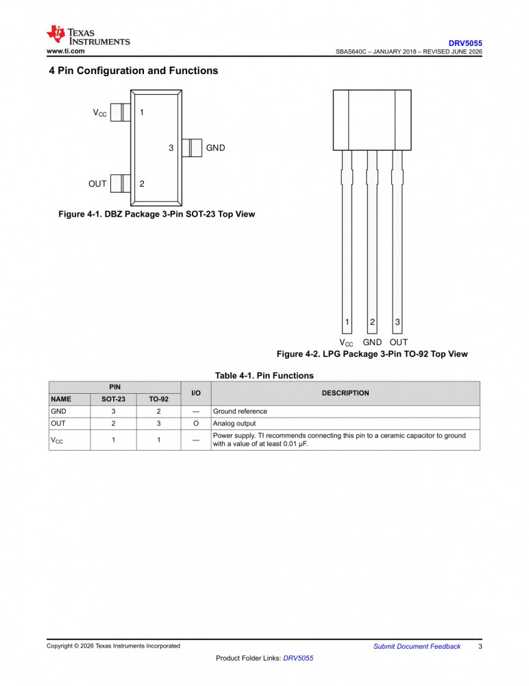 DRV5055 datasheet page 3