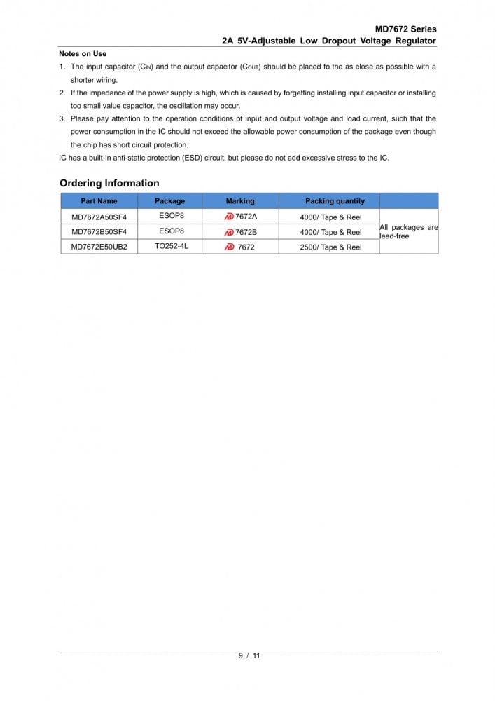 MD7672 datasheet page 9