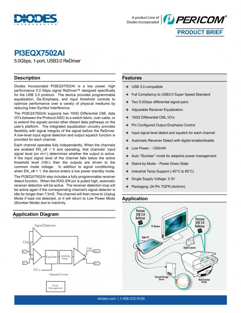 PI3EQX7502AI technical document preview