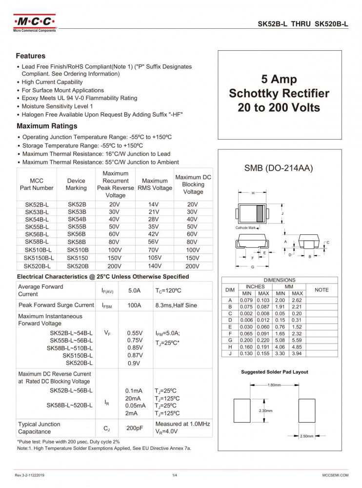 SK54B-LTP datasheet page 1