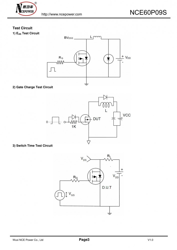 NCE60P09S datasheet page 3