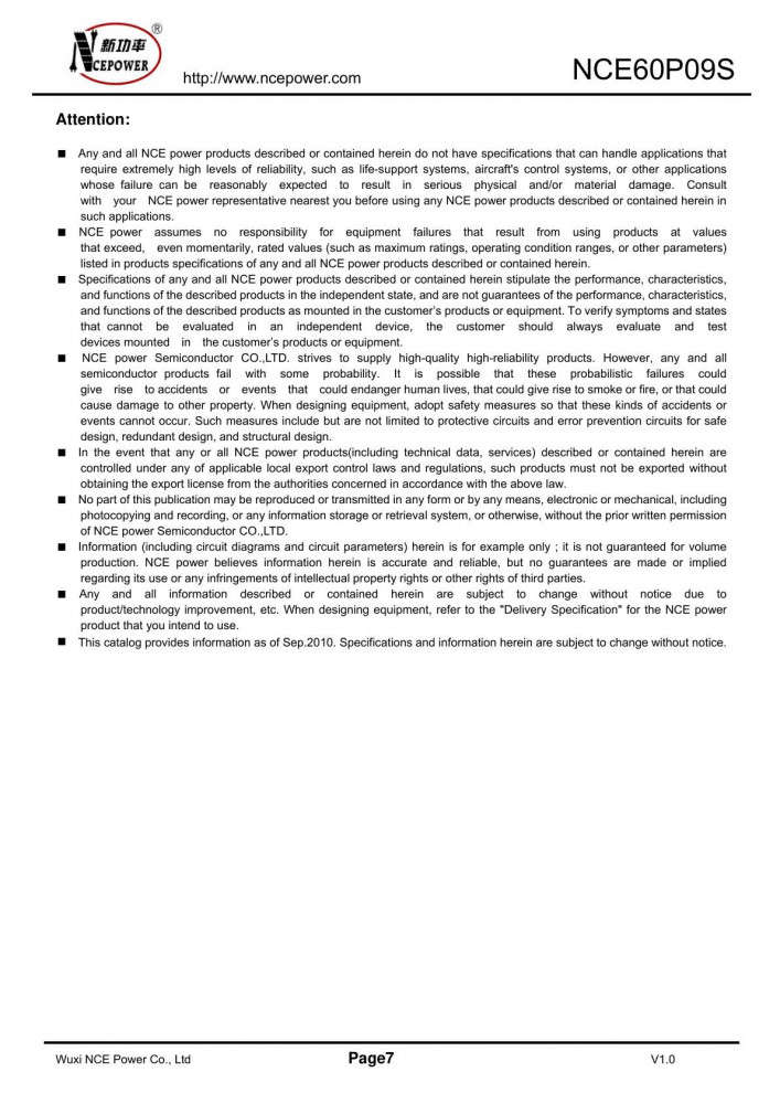 NCE60P09S datasheet page 7