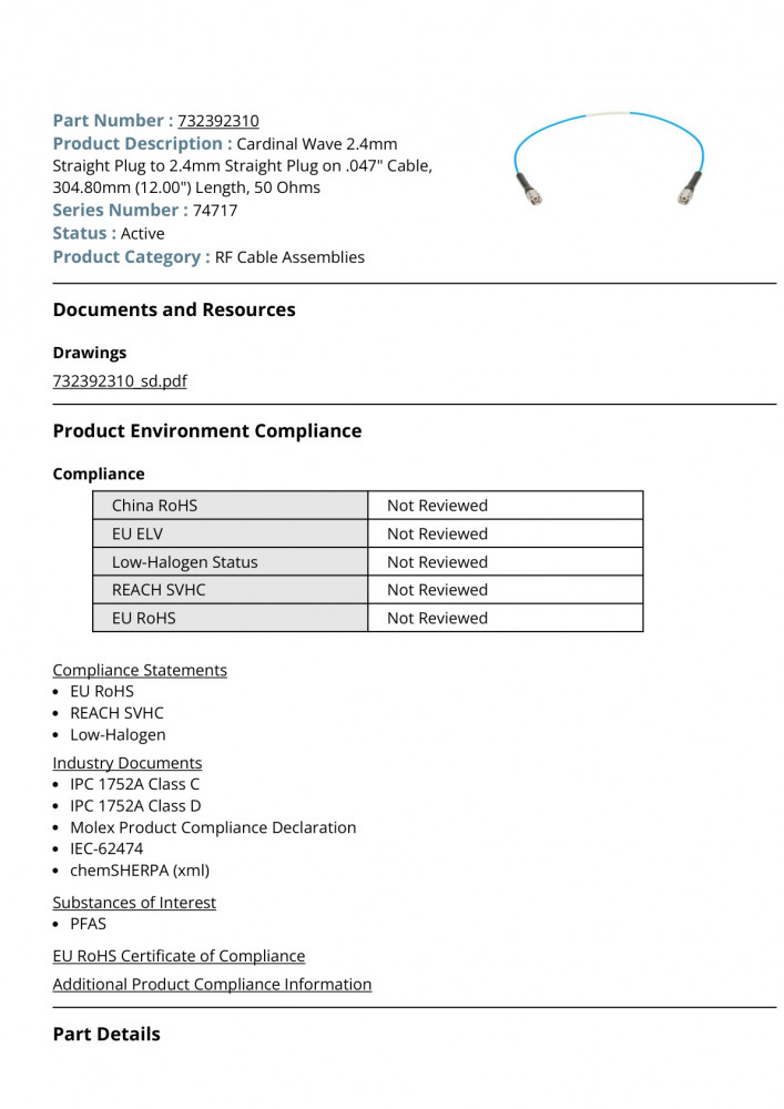 MOLEX 732392310 technical drawing, page 1