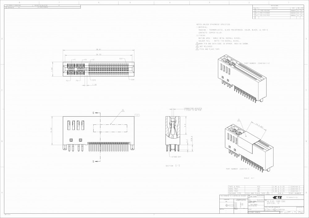 TE Connectivity 2340164 controlled drawing page 1