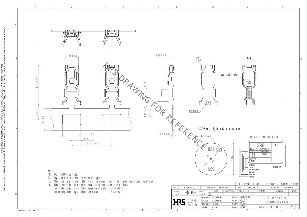 DF59M-2224PCF technical drawing and part-detail reference