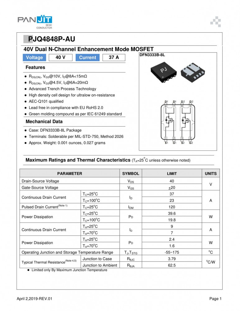 PJQ4848P-AU datasheet page 1