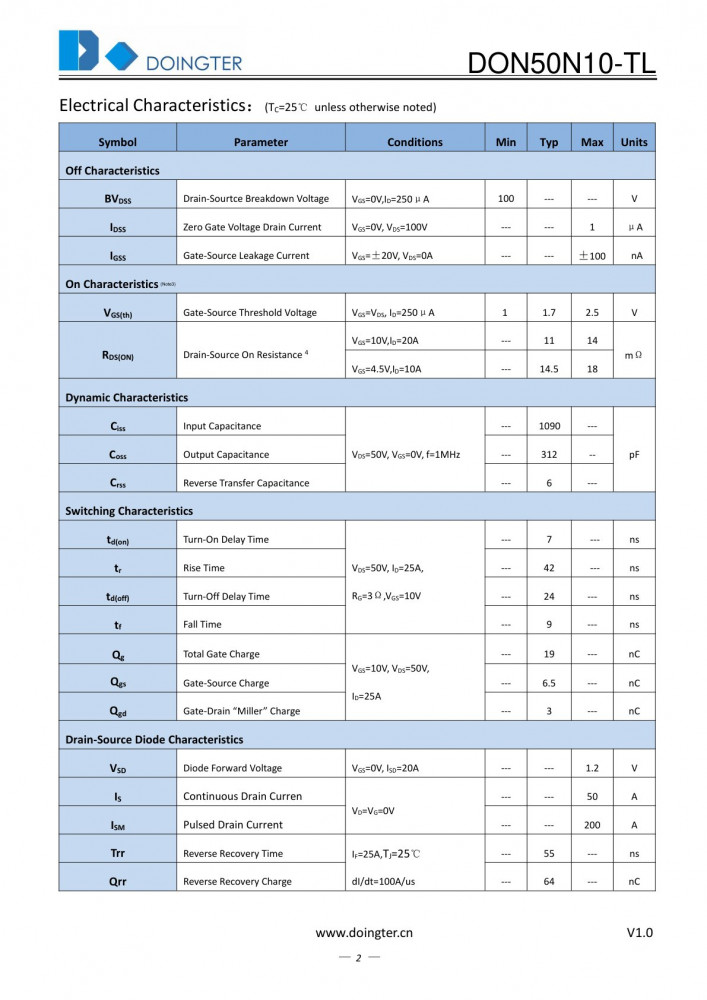 DON50N10-TL datasheet page 2