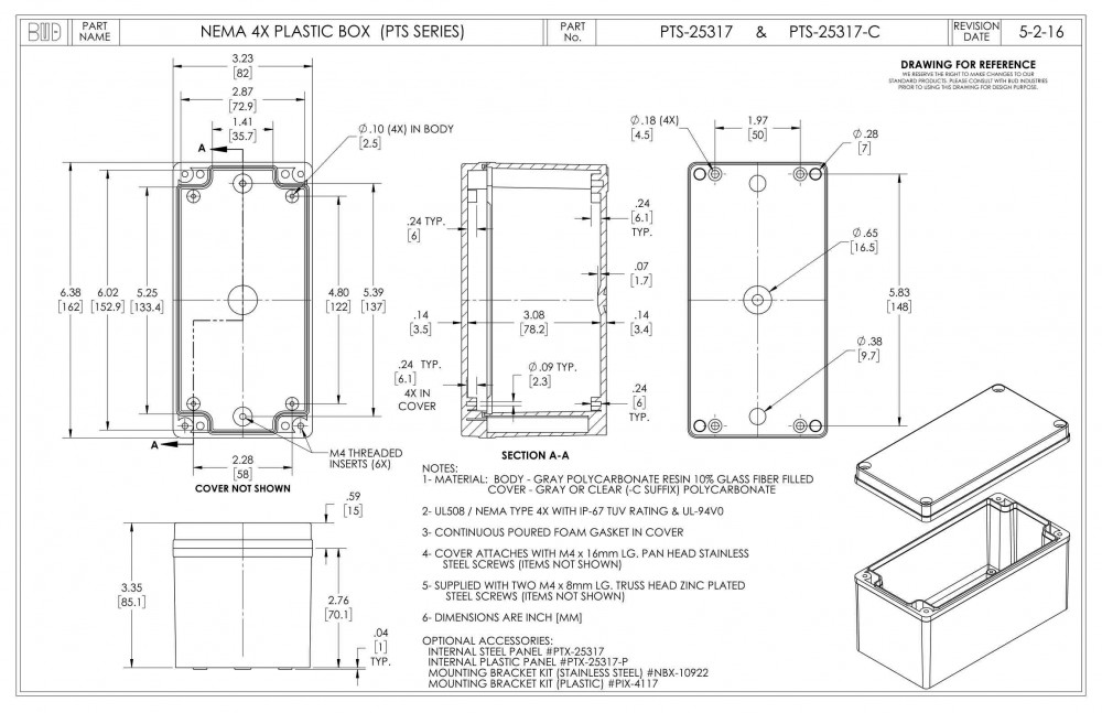 PTS-25317 enclosure reference drawing