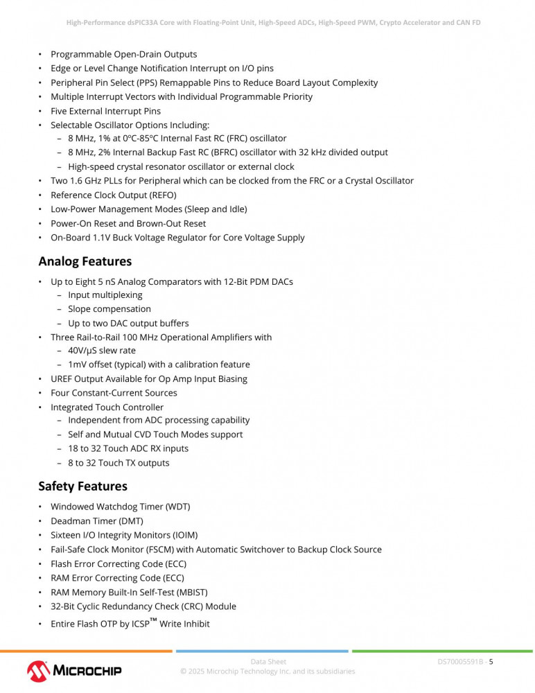 dsPIC33AK512MPS510 technical document page 5