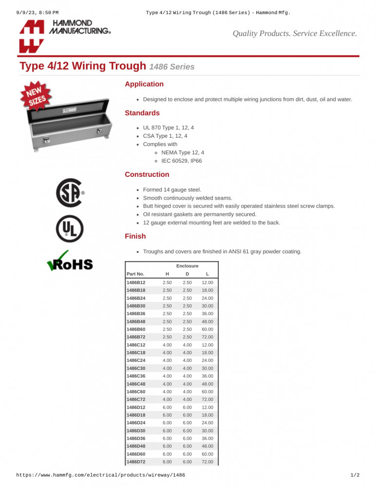 Hammond 1486 series wiring trough documentation page 1