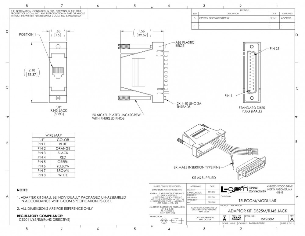 L-com RA258M product drawing