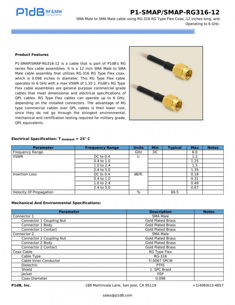 P1-SMAP/SMAP-RG316-12 product document image, page 1