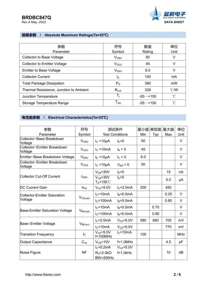 BRDBC847Q datasheet page 2