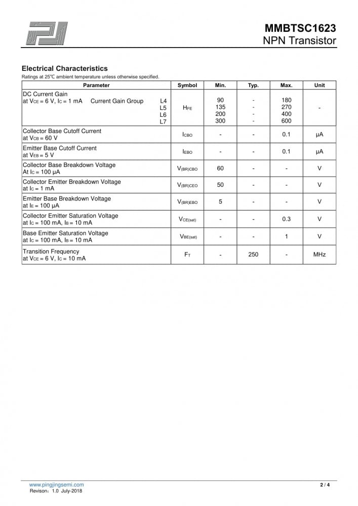 MMBTSC1623-L7 technical document page 2