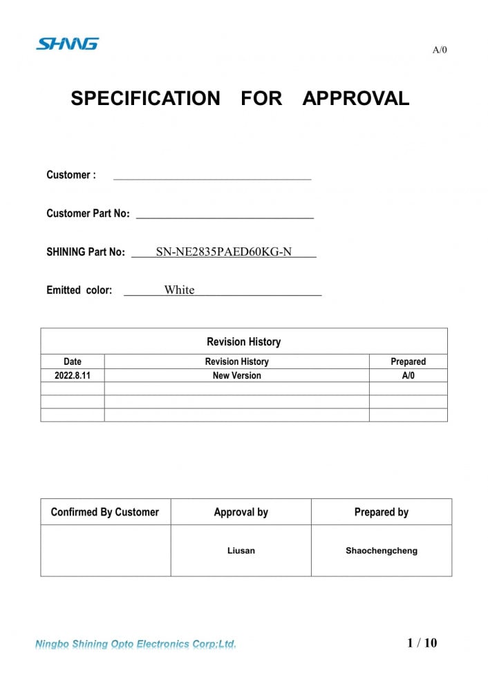 SN-NE2835PAED60KG-N datasheet page 1