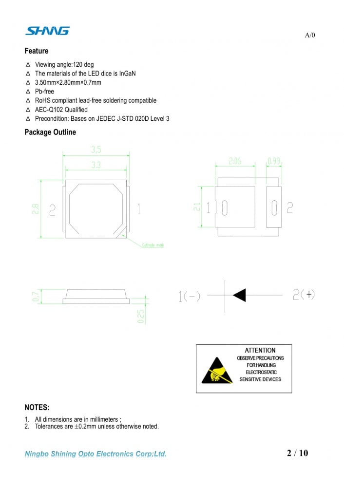 SN-NE2835PAED60KG-N datasheet page 2