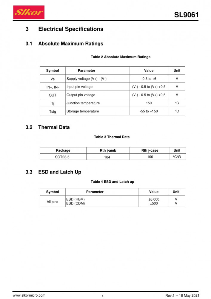 SL9061A datasheet page 4