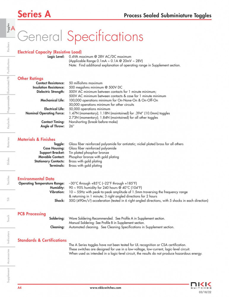 A18 Series documentation page 1