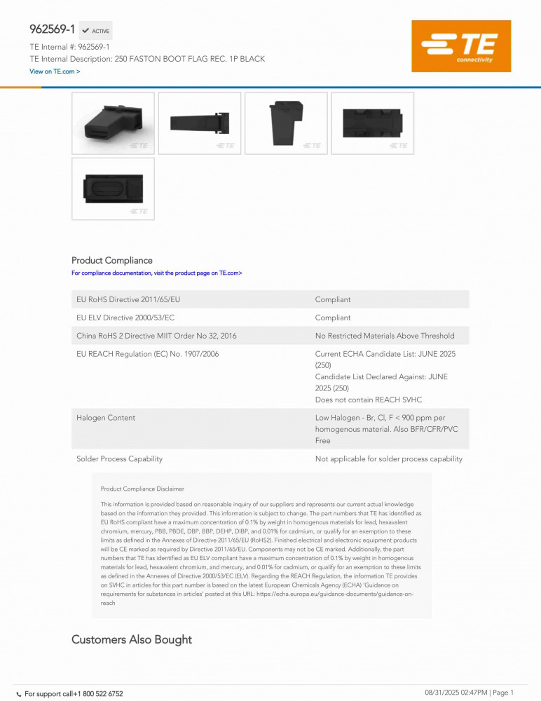 962569-1 product drawing, page 1