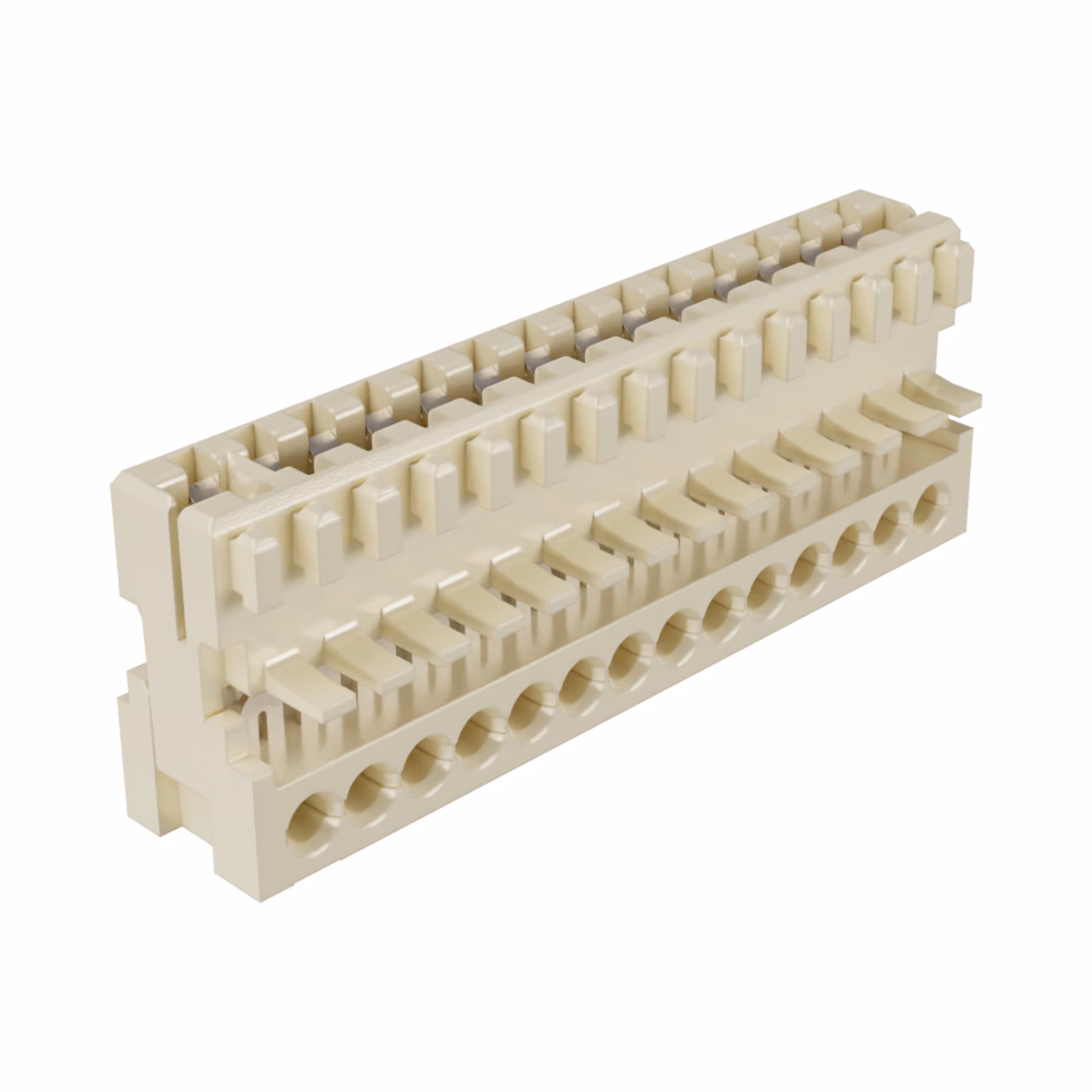 Appli-Mate RAST 2.5 Connector, 2.50mm Pitch, Female, 4 Circuits, No Position Keys Removed, Circuit 2 Voided, Latch at Circuit 2, Open Endwalls, Tin Plating