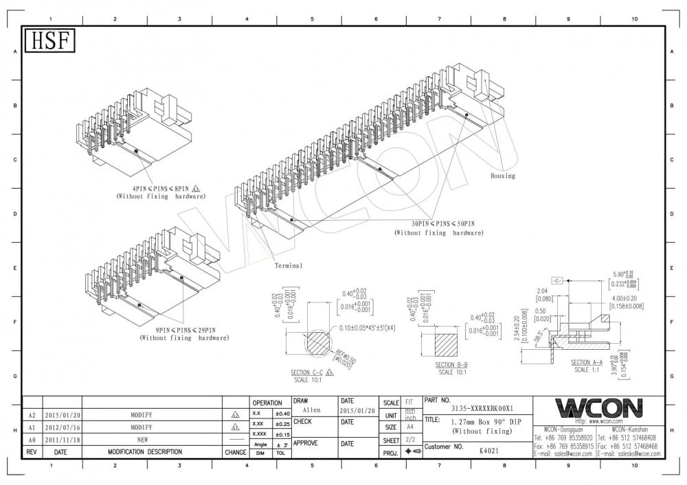 Wcon 3135 connector drawing page 2