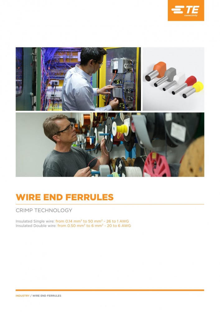 TE Connectivity wire end ferrules brochure page 1