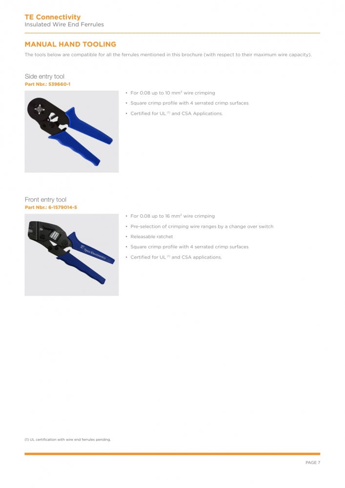 TE Connectivity wire end ferrules brochure page 7