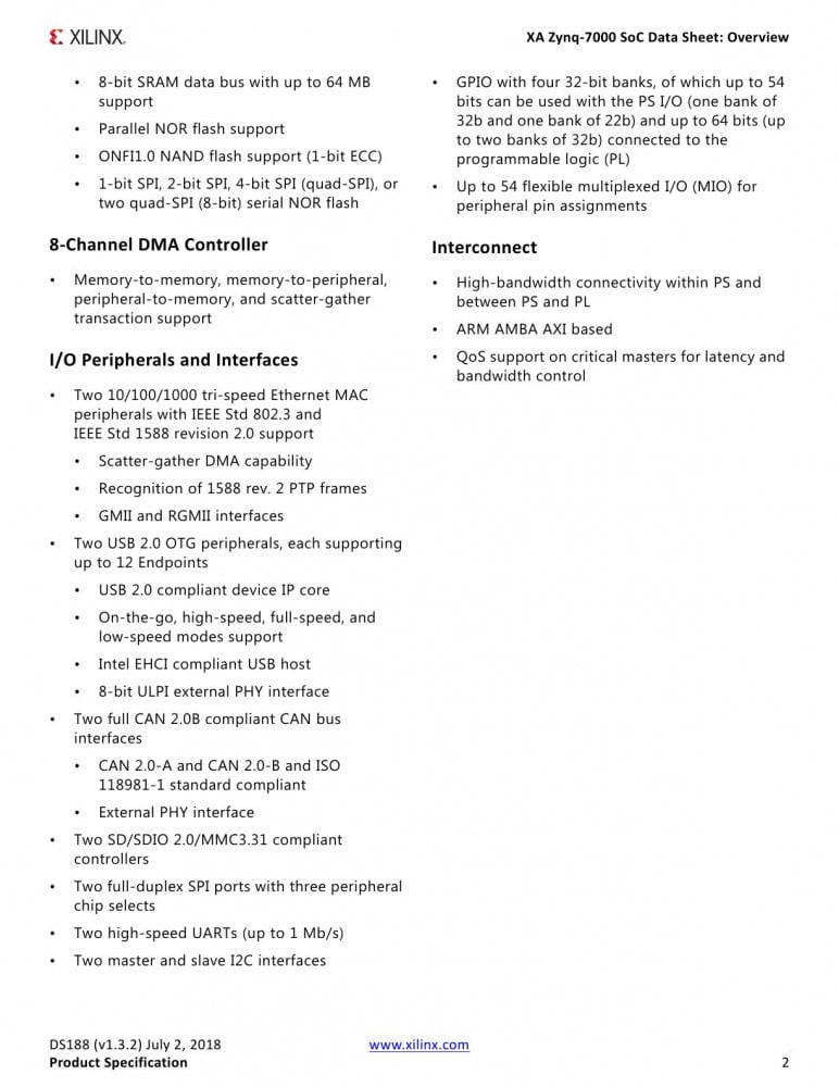 XA Zynq-7000 documentation page 2