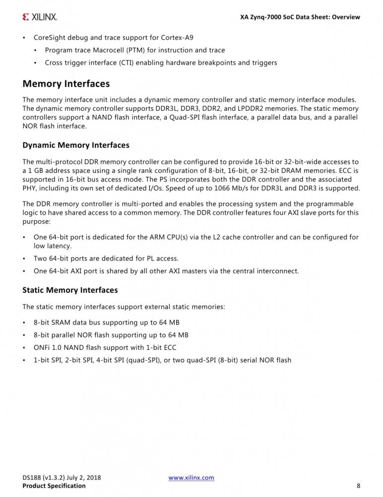 XA Zynq-7000 documentation page 8