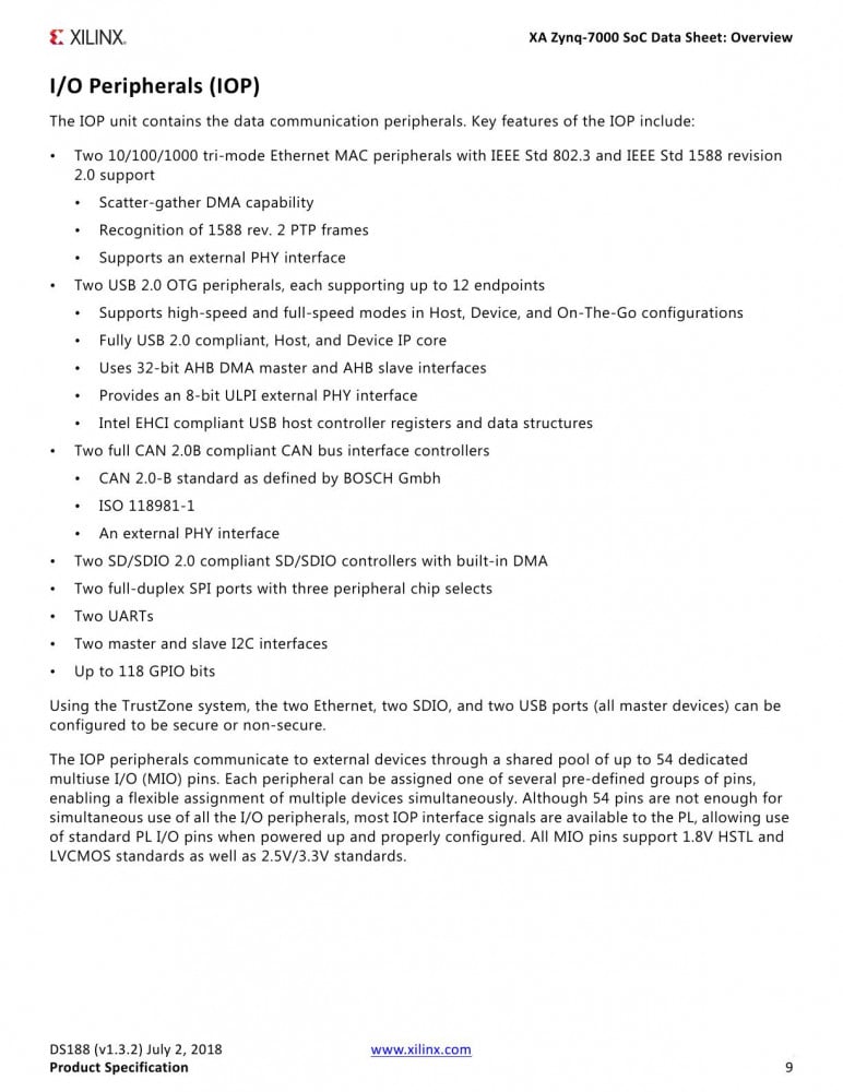 XA Zynq-7000 documentation page 9