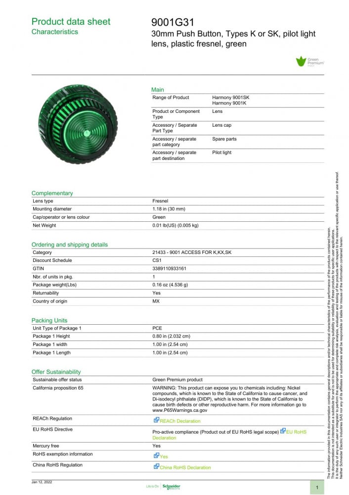 9001G31 technical document page 1