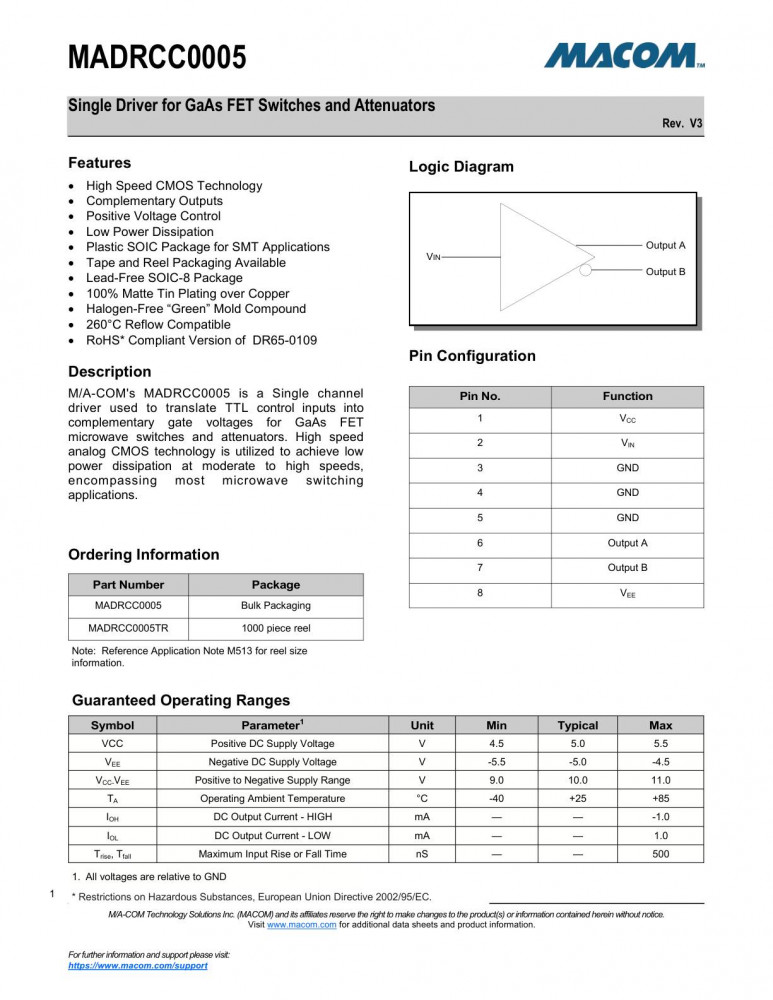 MADRCC0005 technical document, page 1