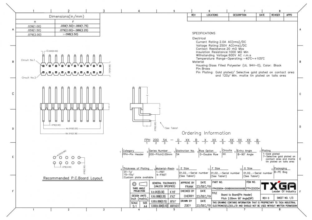 TXGA FPH20054 drawing page 1