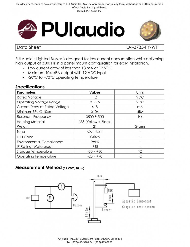 LAI-3735-PY-WP datasheet page 1
