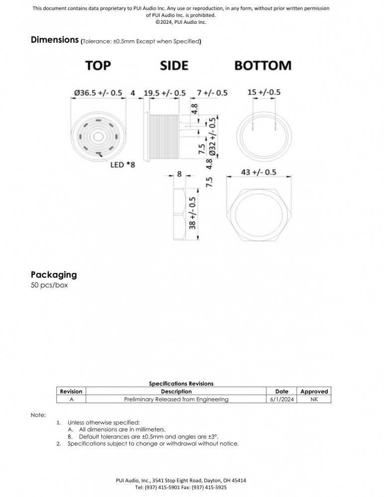 LAI-3735-PY-WP datasheet page 3