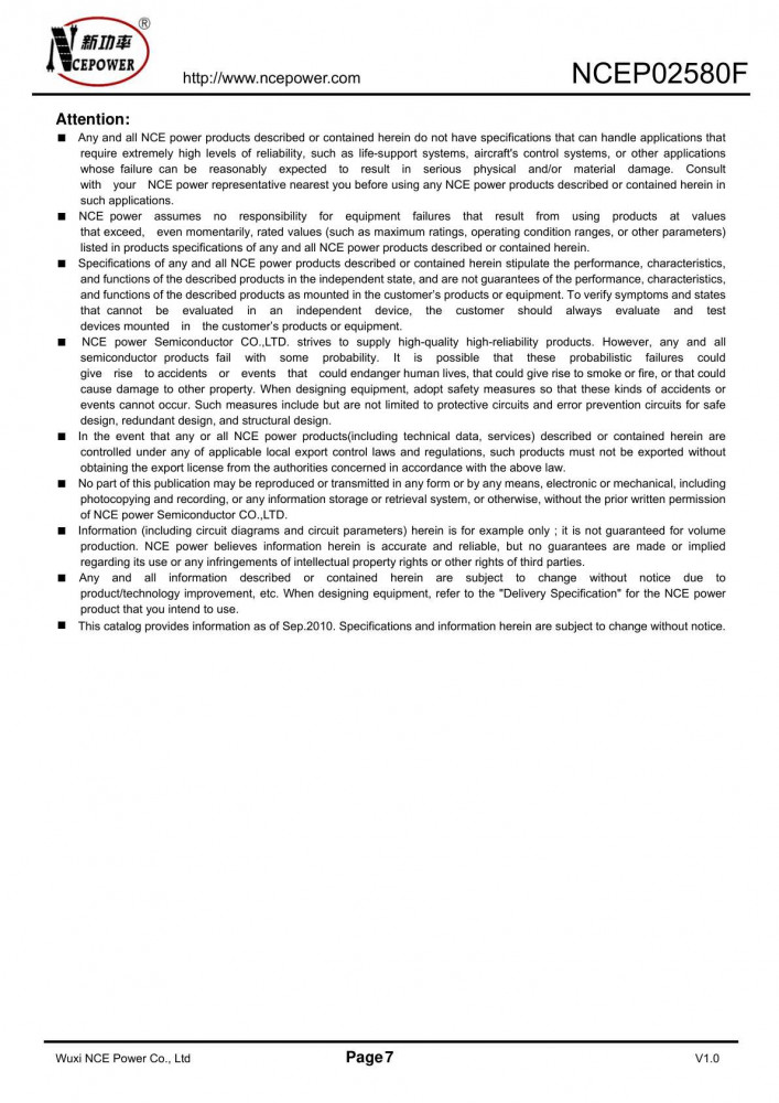NCEP02580F datasheet page 7