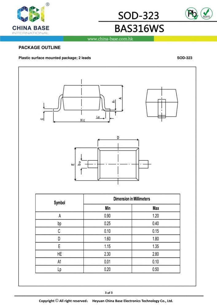 BAS316WS datasheet page 3